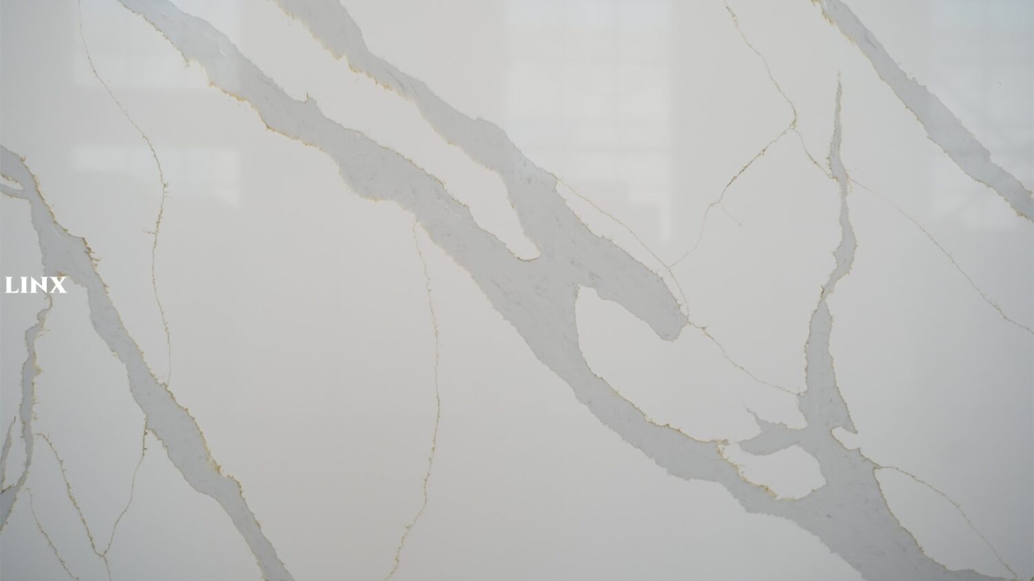 LX1907 CALACATTA WHITE QUARTZ STONE - LINX SURFACES